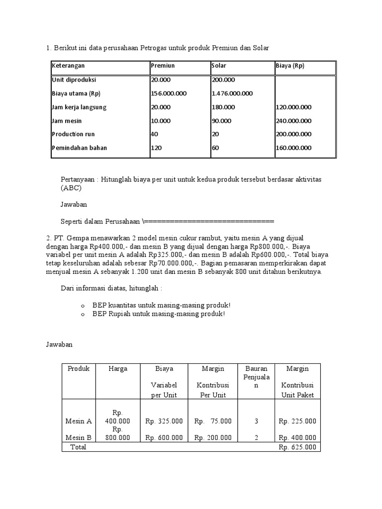 Analisis Biaya dan BEP Produk Akuntansi | PDF