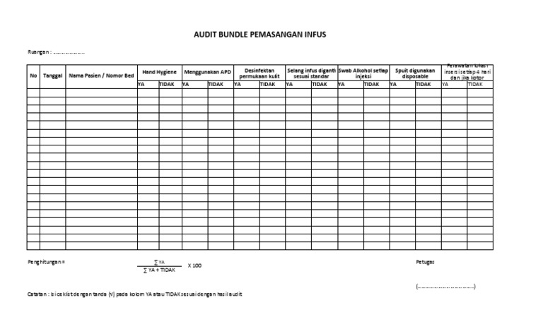 Format Audit Bundle Pemasangan Infus | PDF