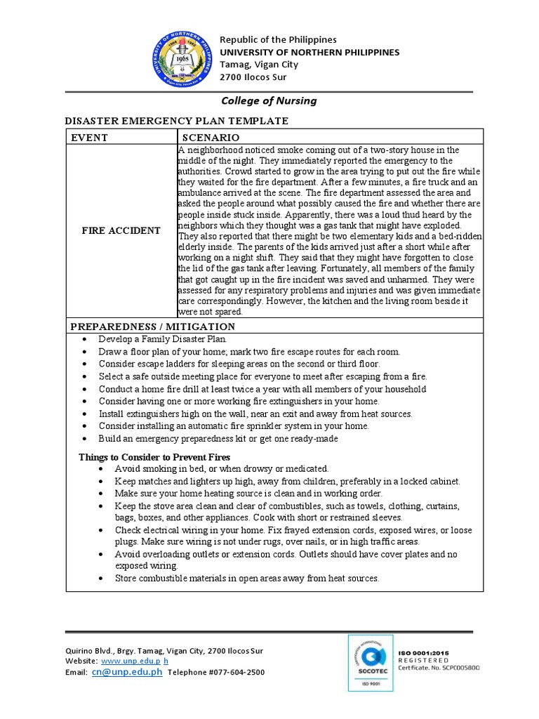 Fire Disaster Recovery Plan Template | PDF | Fires