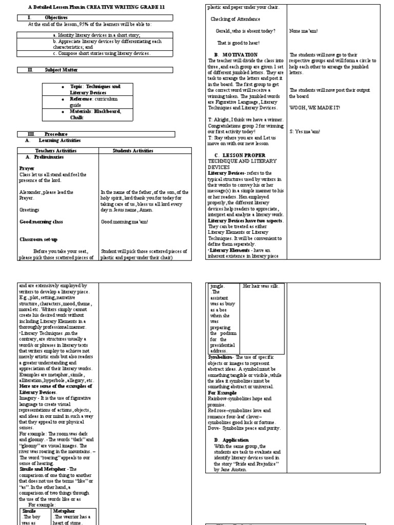 Grade 11 DLP Week 3 | Download Free PDF | Metaphor | Lesson Plan
