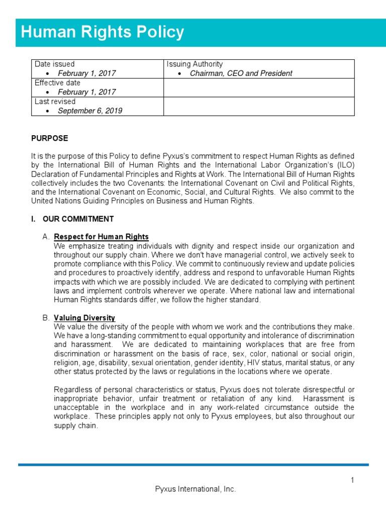 Human Rights Policy | PDF | Employment | Human Rights