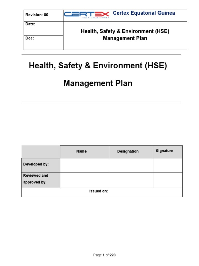 HSE Management System Plan | PDF | Occupational Safety And Health ...