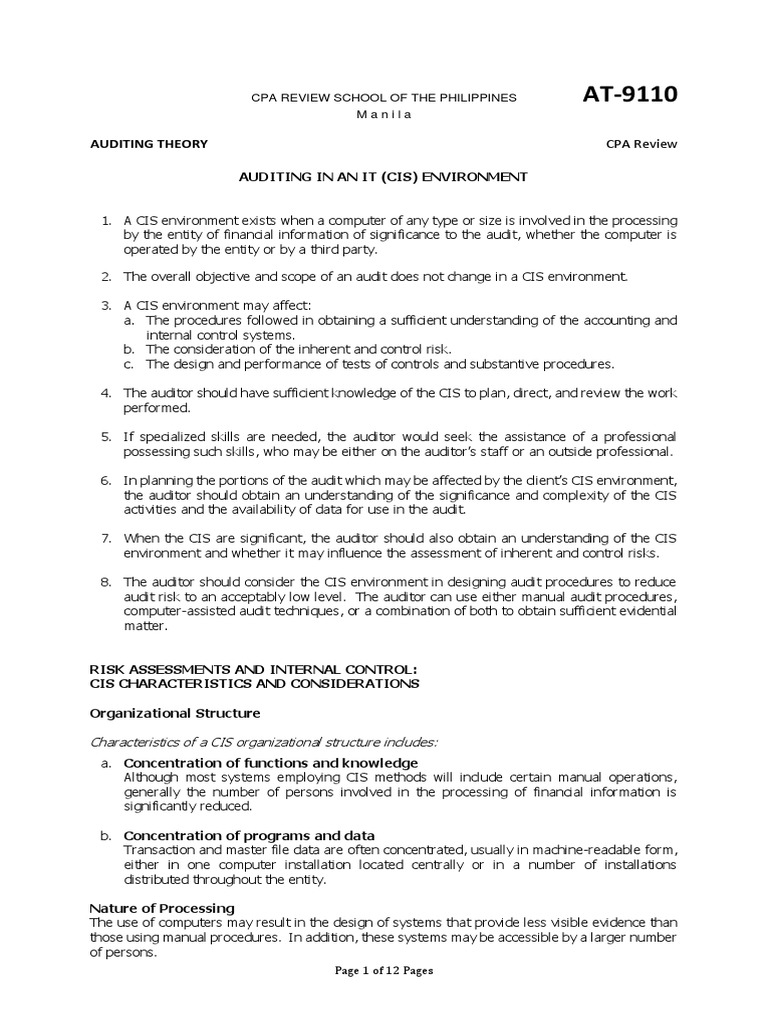 CIS Mat CPAR | PDF | Internal Control | Audit