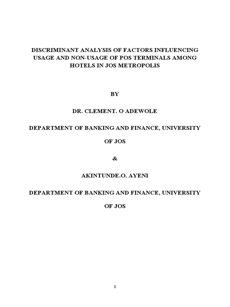 Discriminant Analysis of Factors Affecting Usage and Non Usage of POS | PDF | Point Of Sale ...