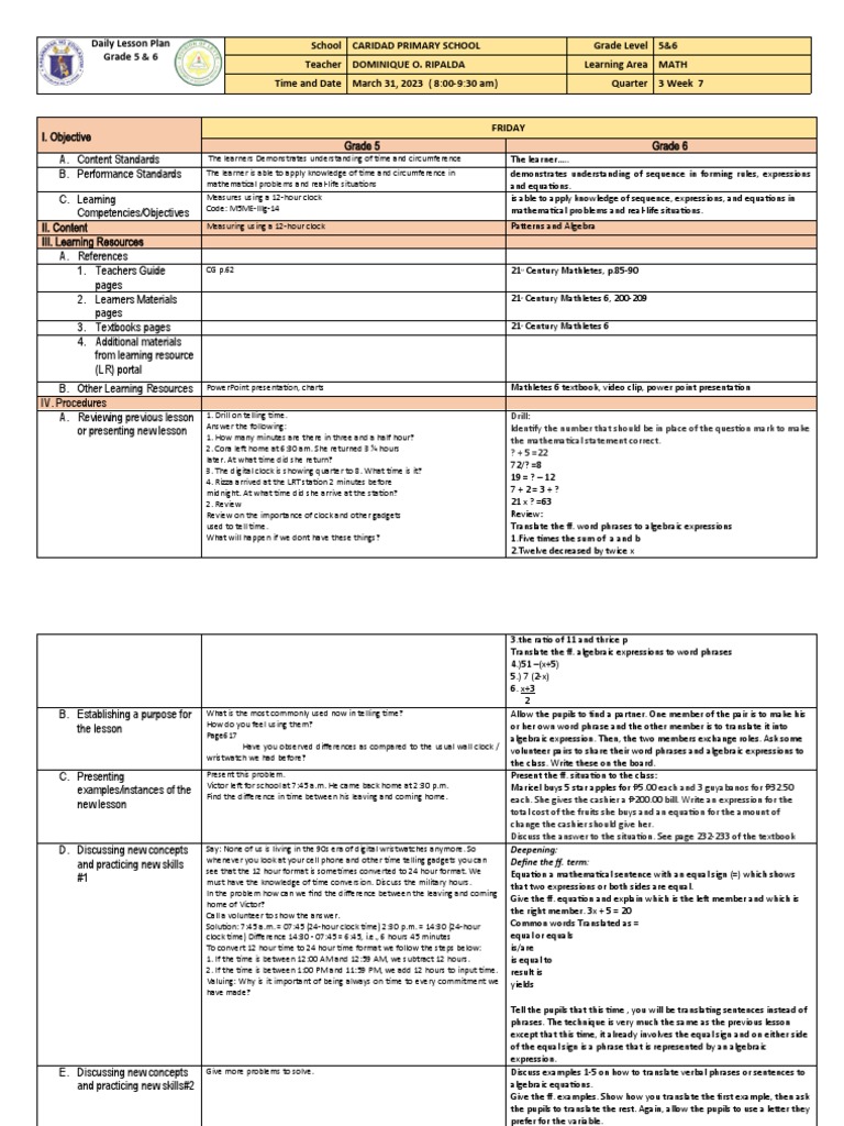 Math Q3 W7 D5 | PDF | Numbers | Equations