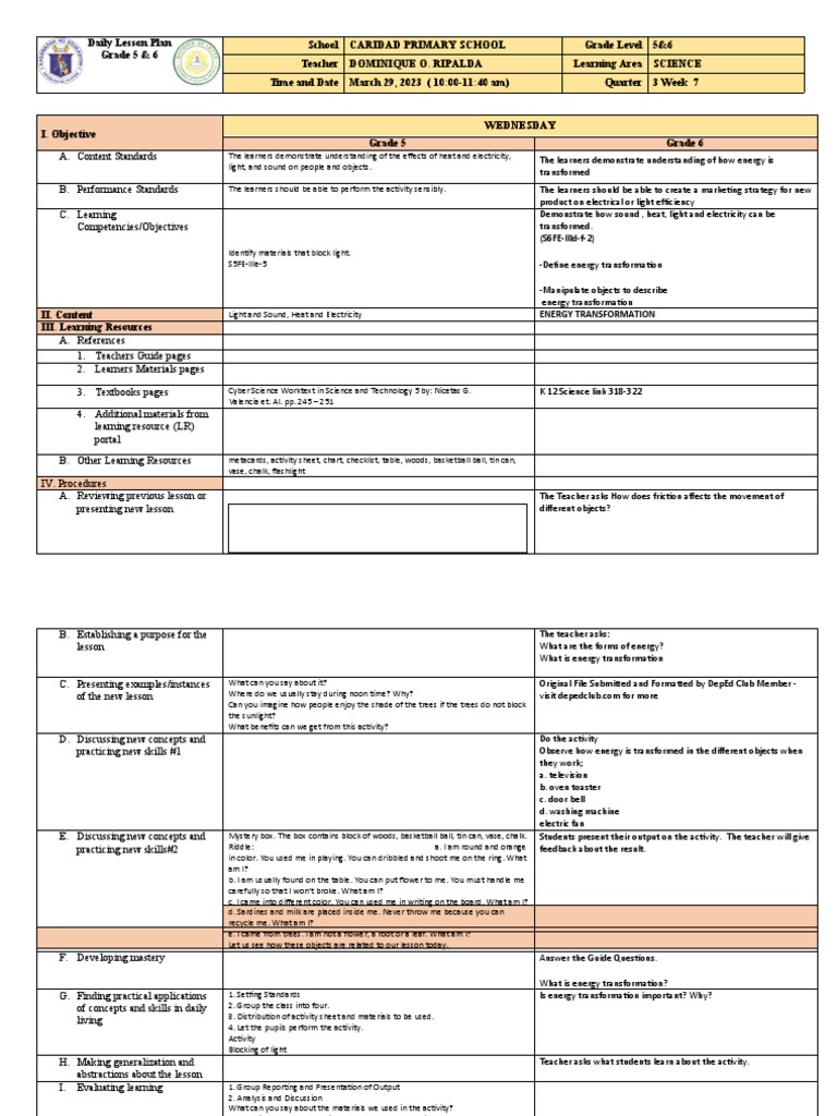 Science Q3 W7 D3 | PDF | Learning | Cognition