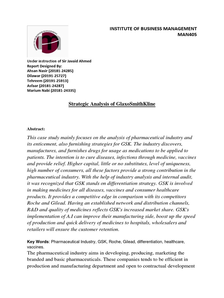 Strategic Analysis of GlaxoSmithKline - SM Report | PDF | Pharmaceutical Industry | Profit ...