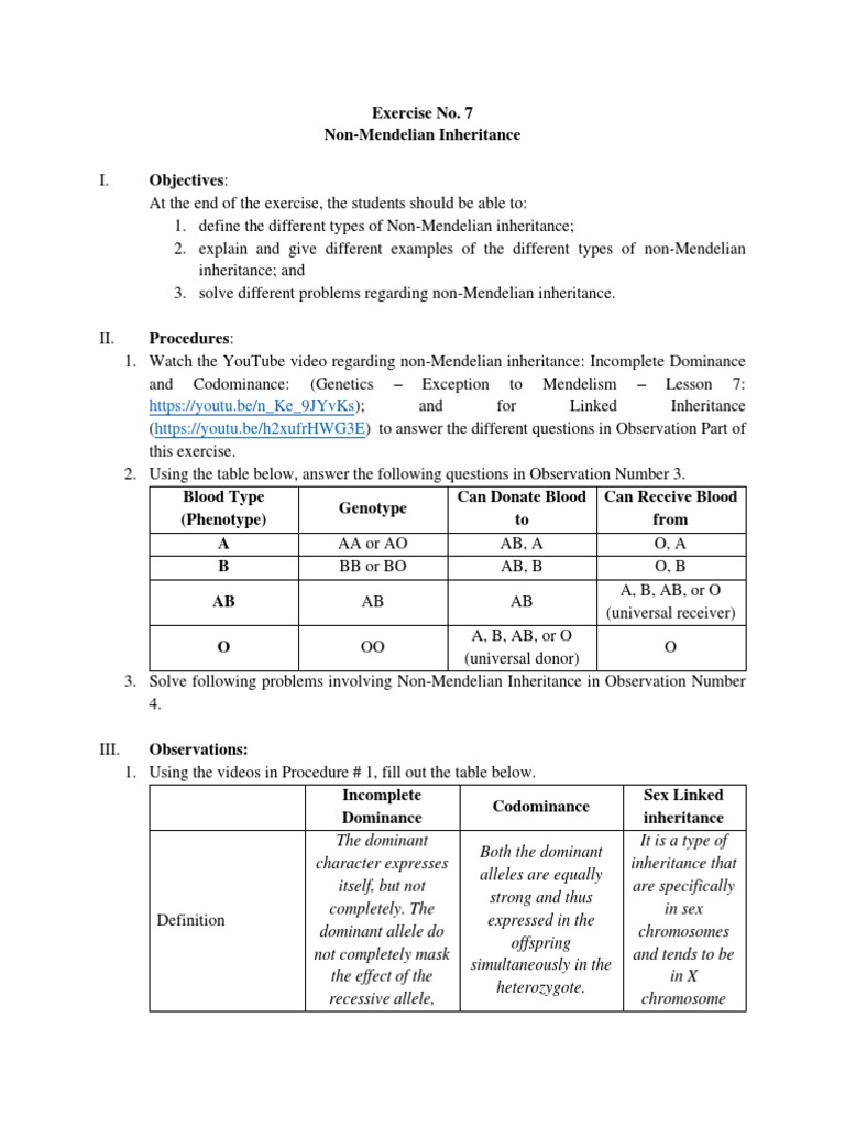 Key Answer Exercise 7 | PDF | Dominance (Genetics) | Allele