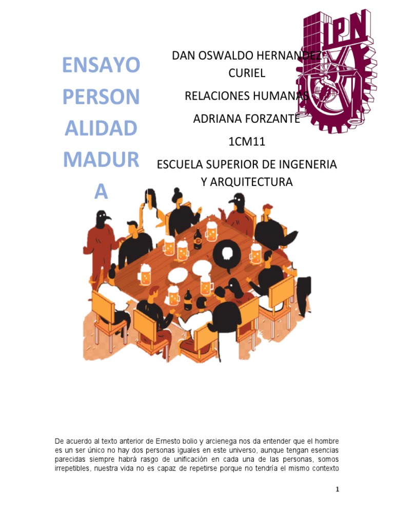 Ensayo Person Alidad Madur A | PDF | Amor | Cognición