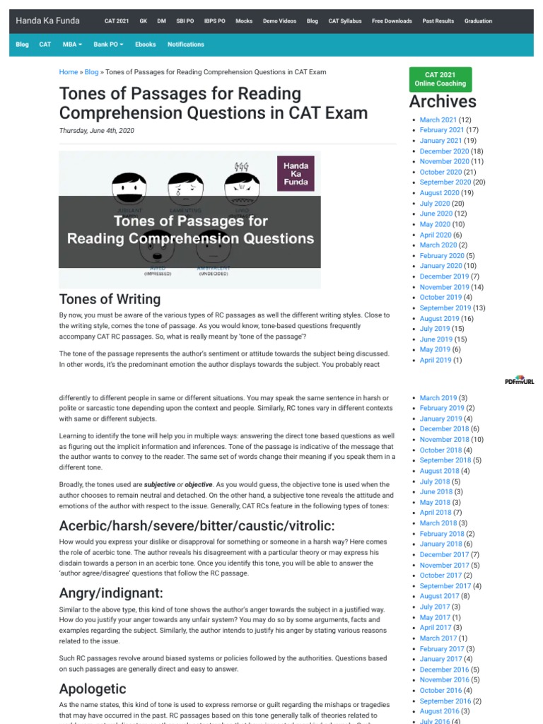 WWW Handakafunda Com Tones of Passages For Reading Comprehension | PDF ...