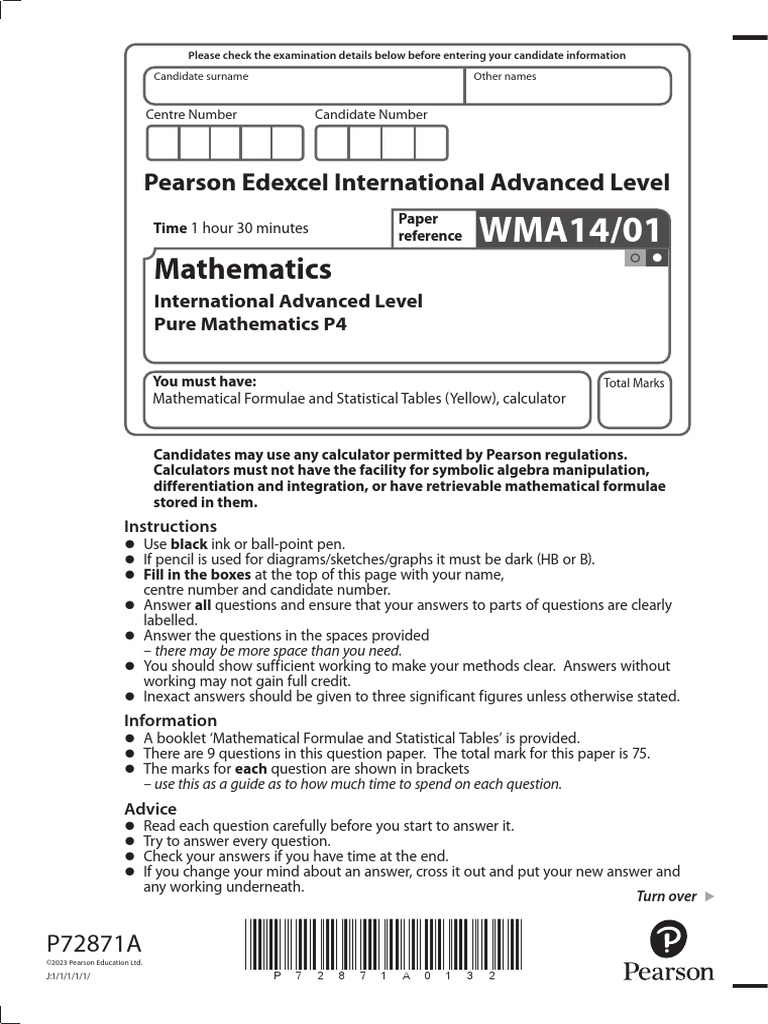 Wma14 01 Que 20230120 | PDF | Mathematics | Equations