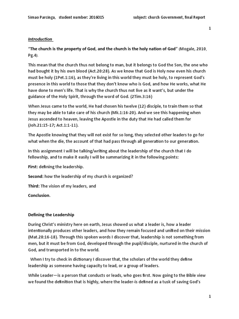 Church Governmet | PDF | Jesus | Elder (Christianity)