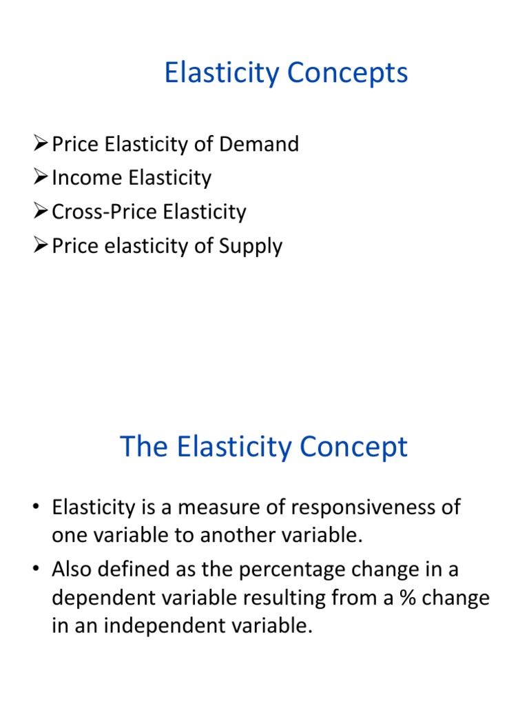 Elasticity Concepts: Price Elasticity of Demand Income Elasticity Cross ...
