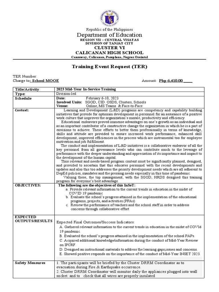 Training Design - TER-Mid-Year-2023 | PDF