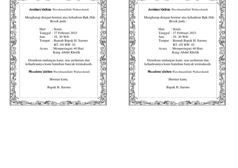 Undangan Hajatan 40 Hari Fix | PDF