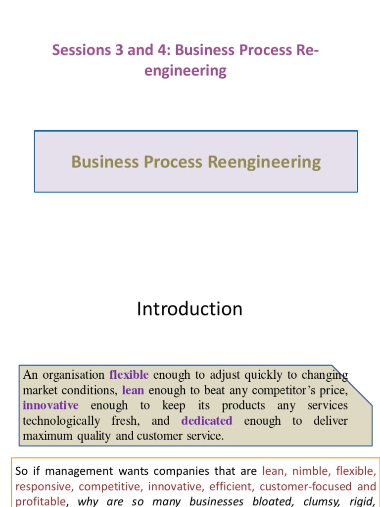 Sessions 3 and 4: Business Process Re-Engineering | PDF | Business ...