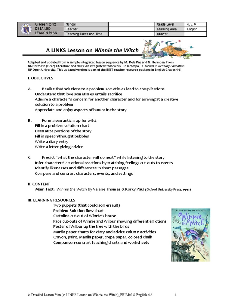 A Detailed Lesson Plan (A LINKS Lesson On Winnie The Witch) - PRIMALS ...