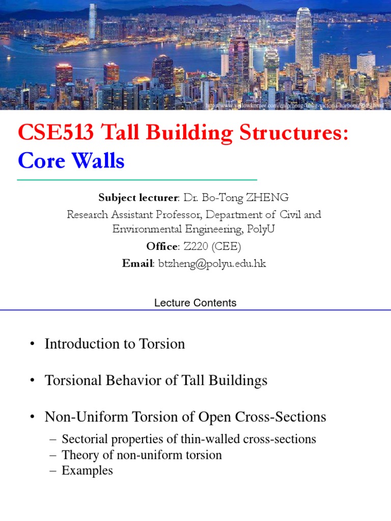 CSE513 Tall Building Structures:: Core Walls | PDF | Bending | Beam ...
