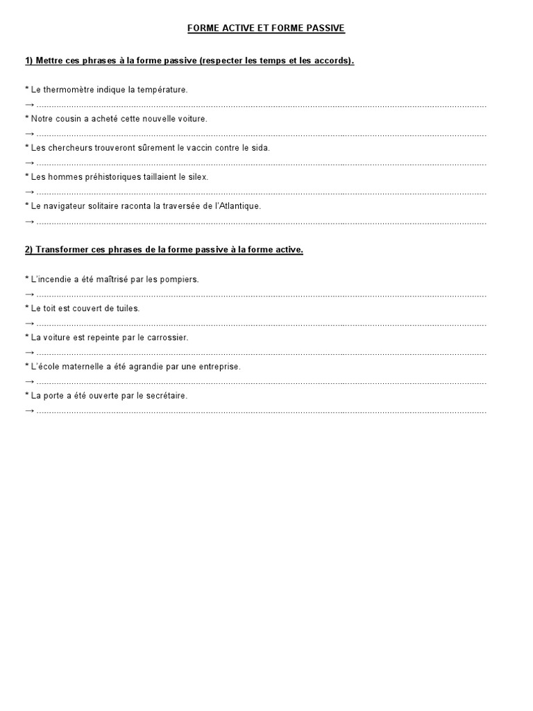 forme-active-et-forme-passive-exercices-2 | PDF