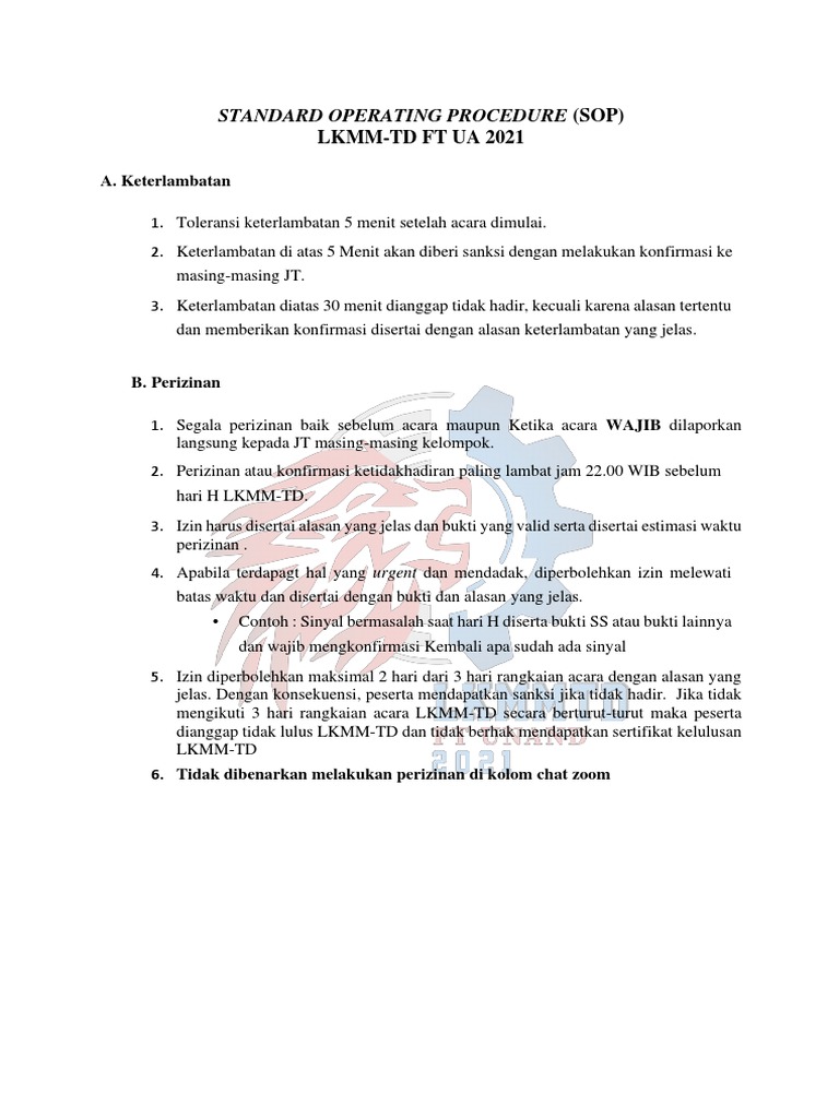 Sop LKMM-TD 2021 | PDF