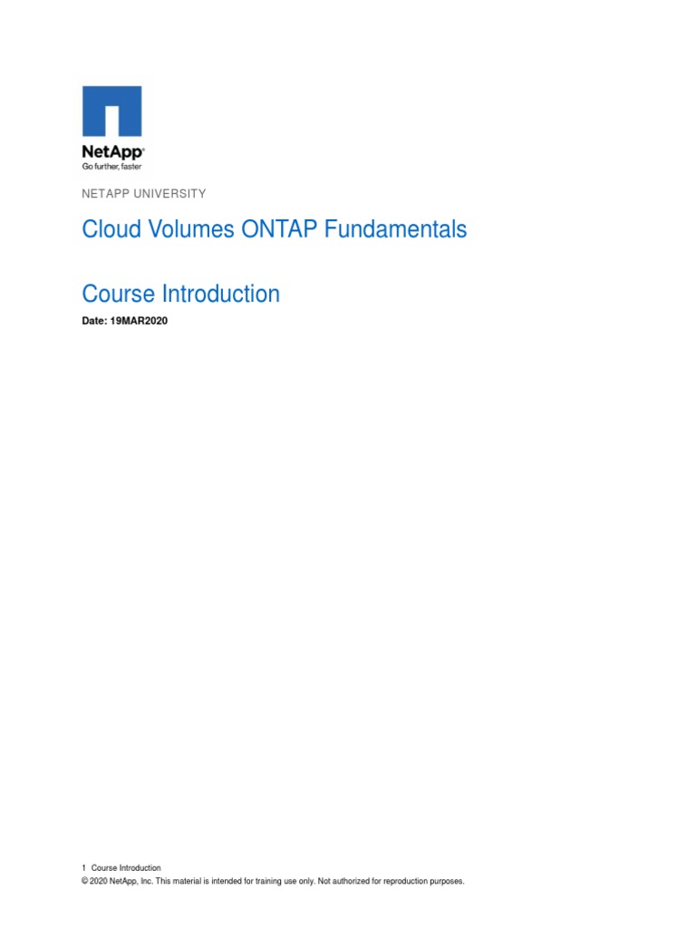 Cloud Volumes ONTAP Fundamentals Course Introduction: Netapp University | PDF | Cloud Computing ...