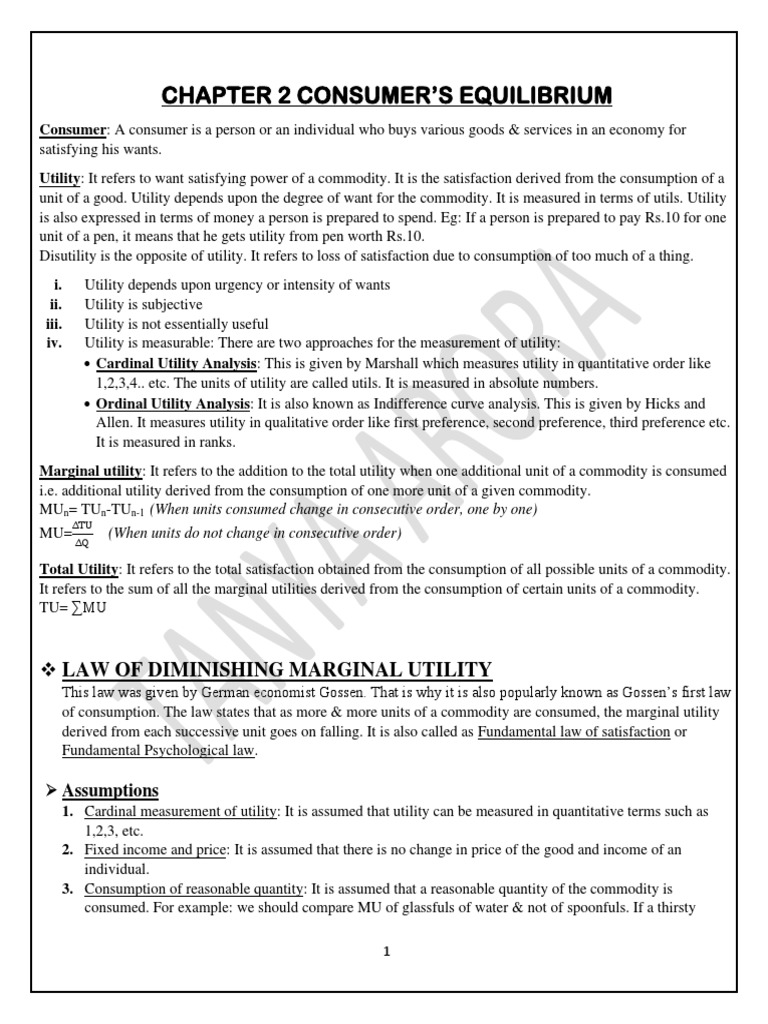 Consumer Equilibrium | PDF | Utility | Economic Equilibrium