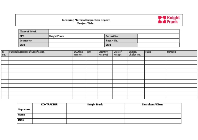Incoming Material Inspection Report | PDF