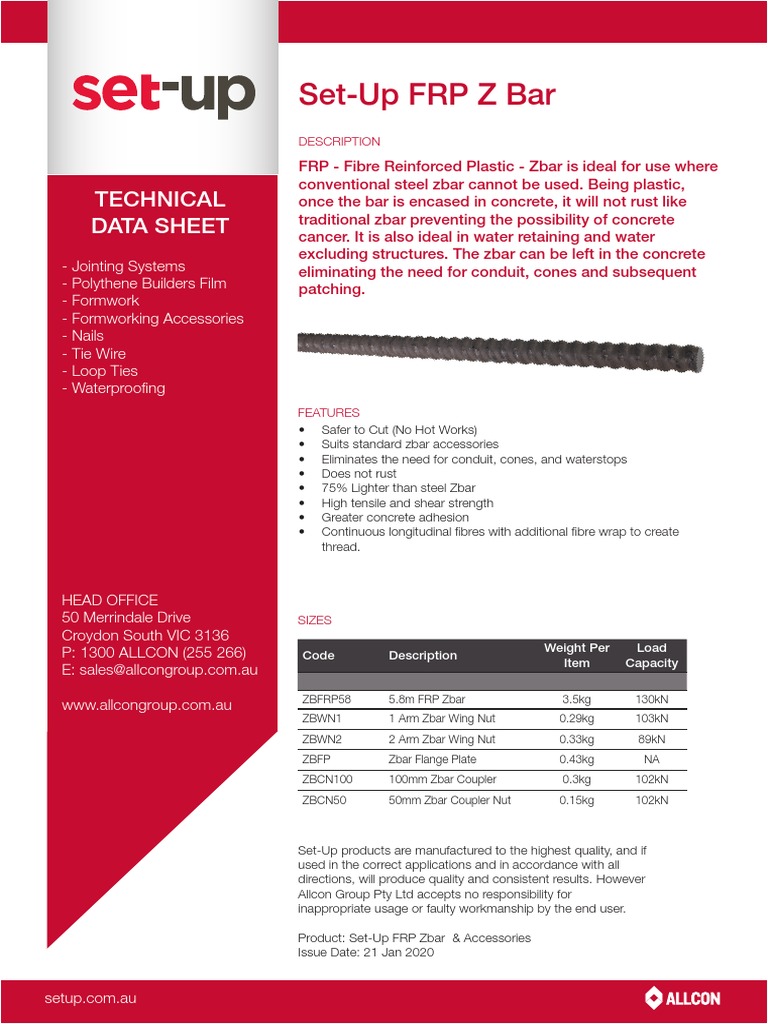 ZBFRB FRP-Zbar PDS | PDF | Fibre Reinforced Plastic | Concrete