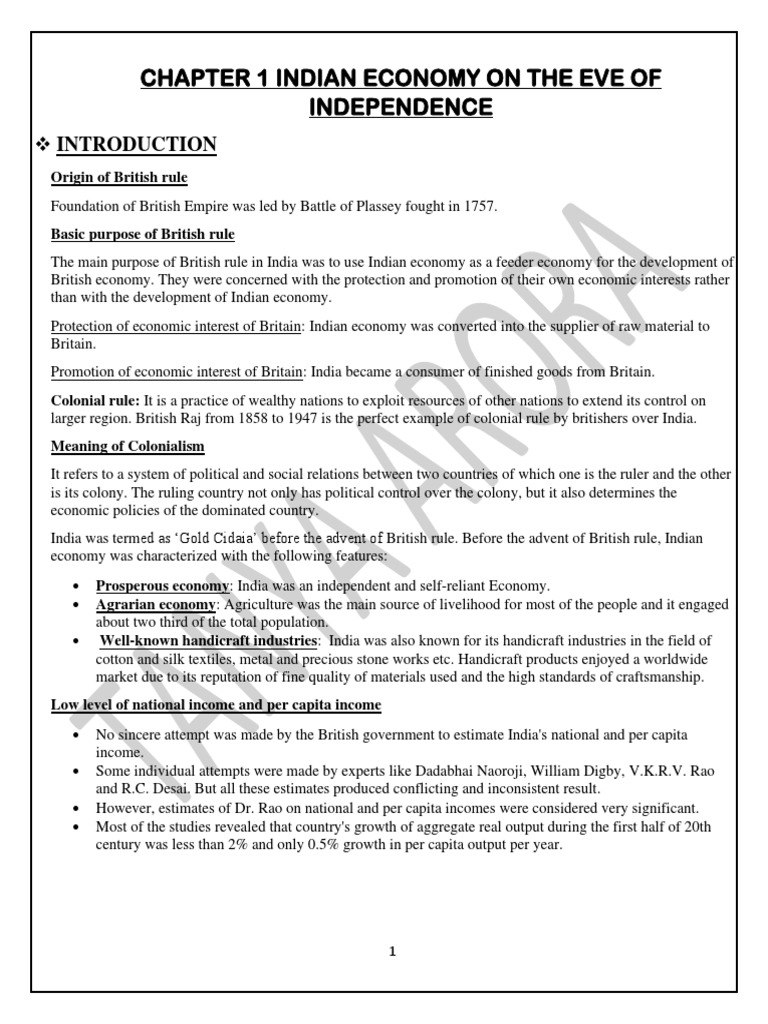 The Depleted and Stagnant State of India's Colonial Economy on the Eve ...