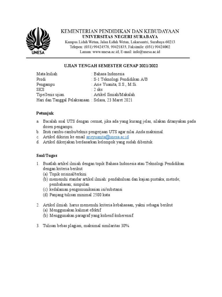 UTS B. Indonesia 2021 | PDF