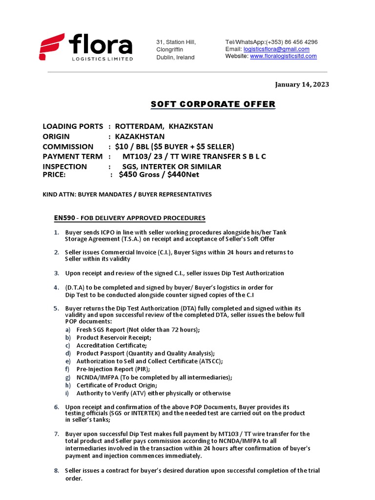 Flora Logistics Limited EN590 SCO | PDF | Receipt | Sales