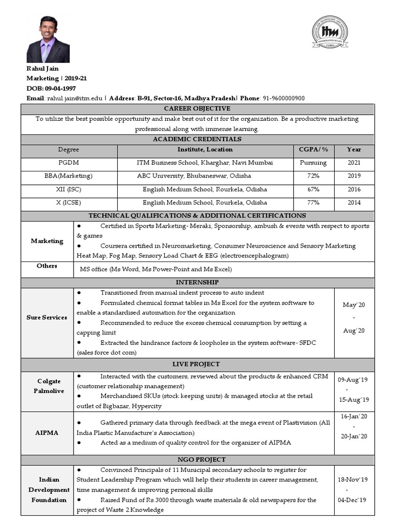Sample ITM Resume | PDF | Customer Relationship Management | Business