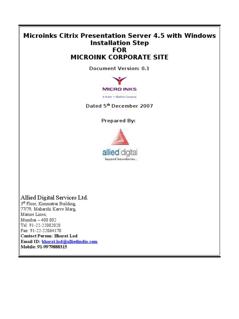 Citrix Server Setup Document Ver 1 | PDF | Internet Information ...