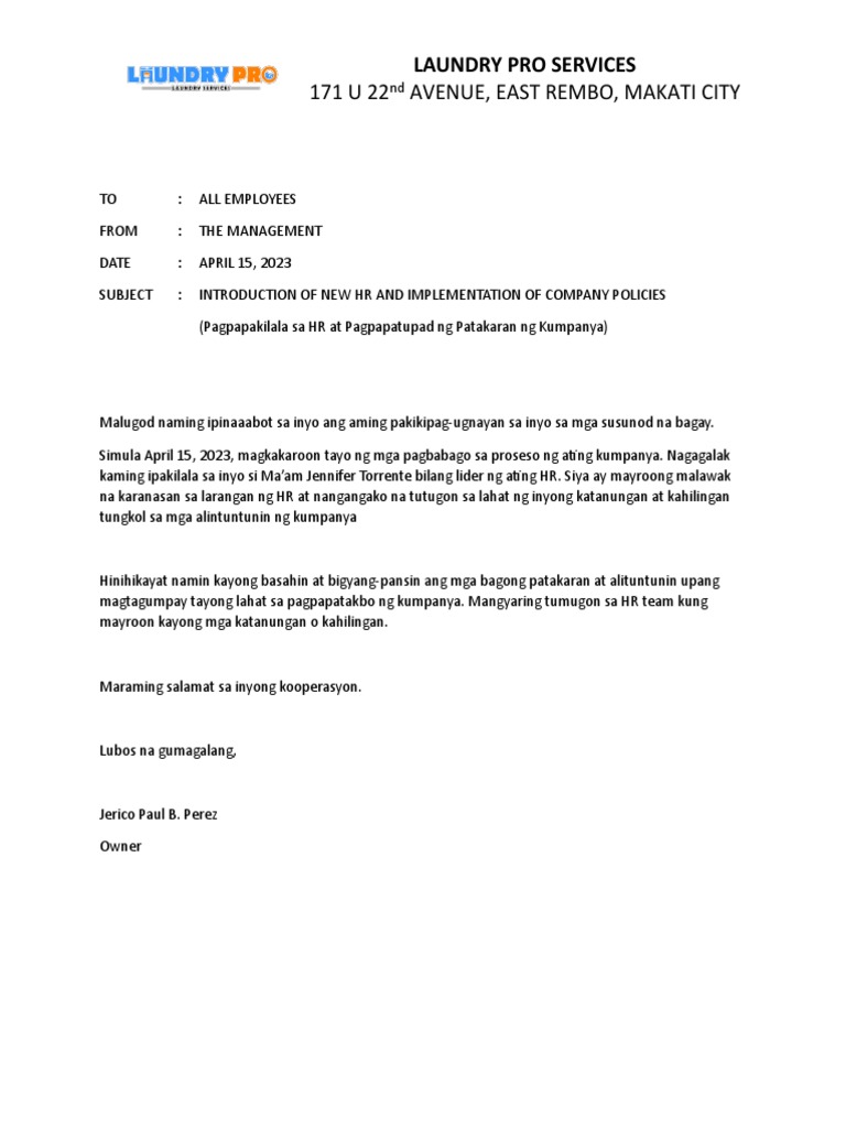 Memo - HR Introduction | PDF