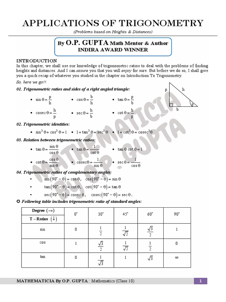 Applications of Trigonometry | PDF | Trigonometry | Trigonometric Functions