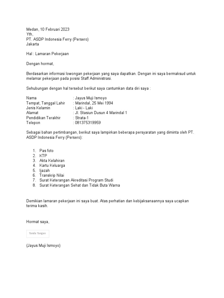 Template Surat Lamaran | PDF