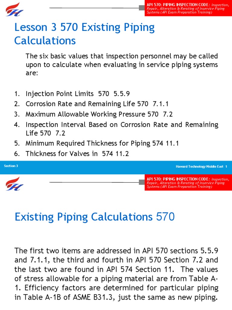 API 570 Piping Inspection Calculations | PDF | Pipe (Fluid Conveyance ...