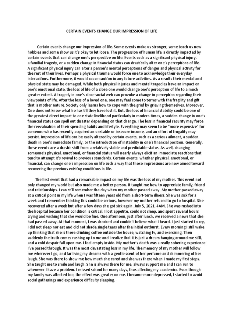 Life-Altering Events and Personal Growth | PDF | Grief | Subjective ...