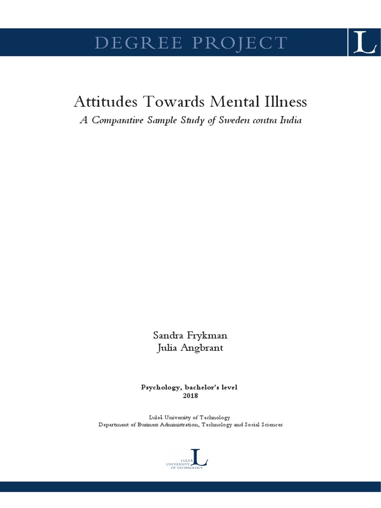 Attitudes Towards Mental Illness: A Comparative Sample Study of Sweden Contra India | PDF ...