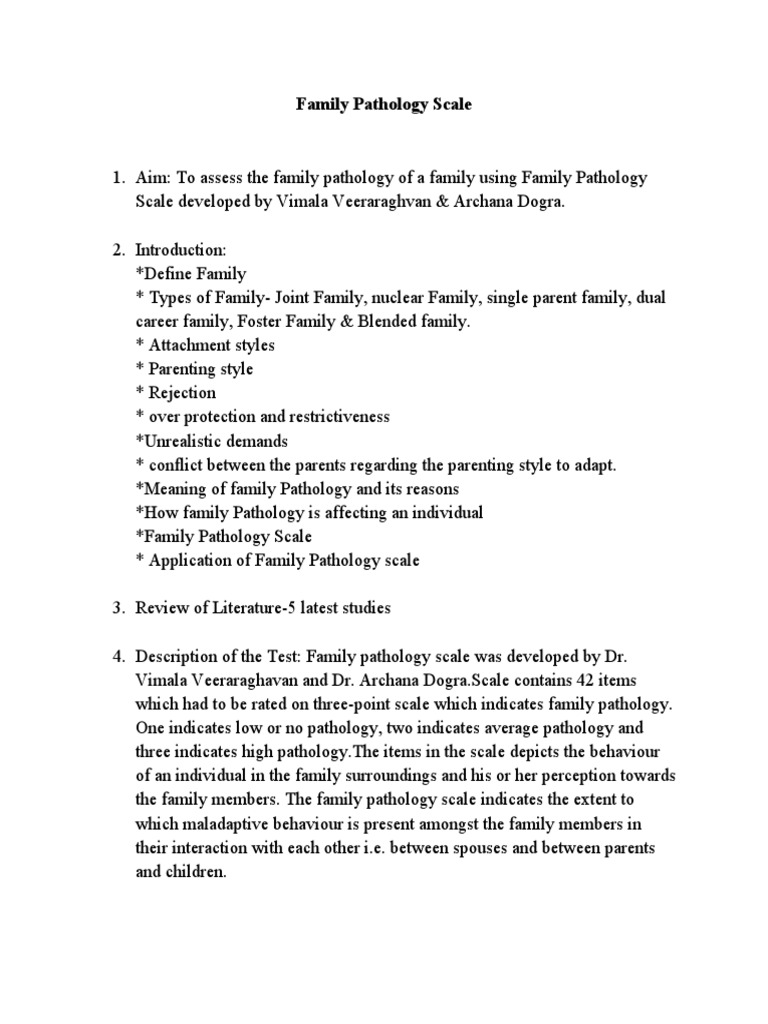 Family Pathology Scale | PDF | Validity (Statistics) | Psychology