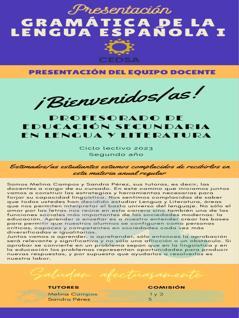 Presentación Gramática I | PDF | Palabra | Oración (Lingüística)