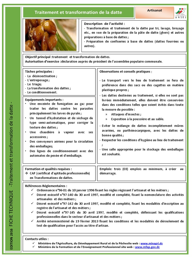 Transformation et conditionnement des dattes | PDF