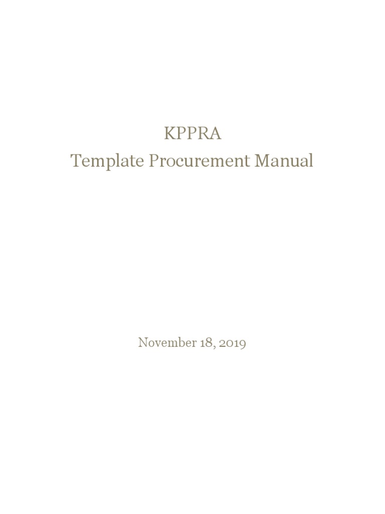 KPPRA Procurement Manual | PDF | Procurement | Specification (Technical Standard)