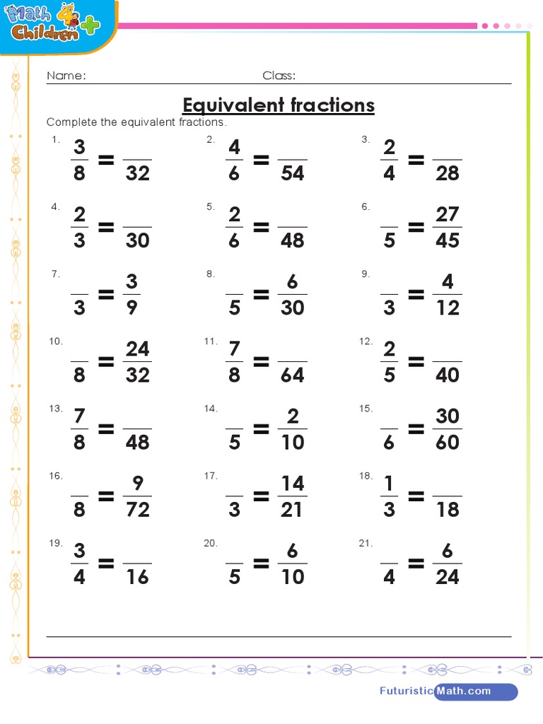Equivalent Fractions Practice | PDF