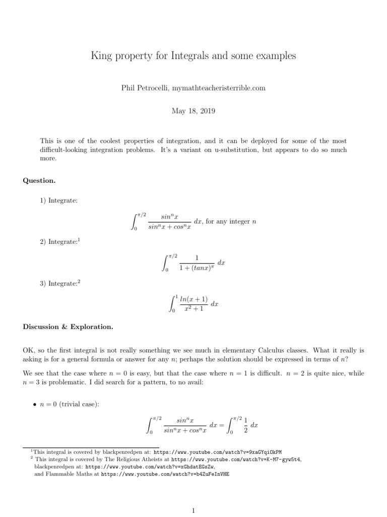 King of Integrals: Using the Fundamental Theorem of Calculus to Evaluate Difficult Integrals ...