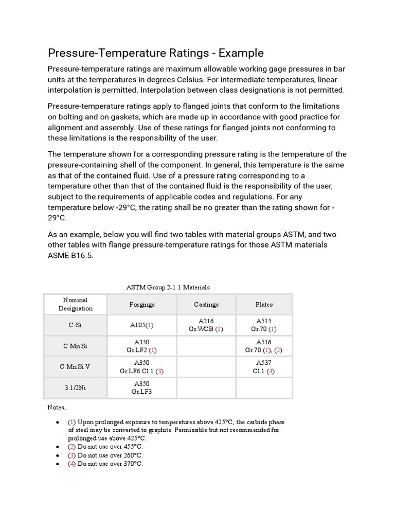 Pressure-Temp Ratings - ASTM Materials | PDF | Building Engineering ...