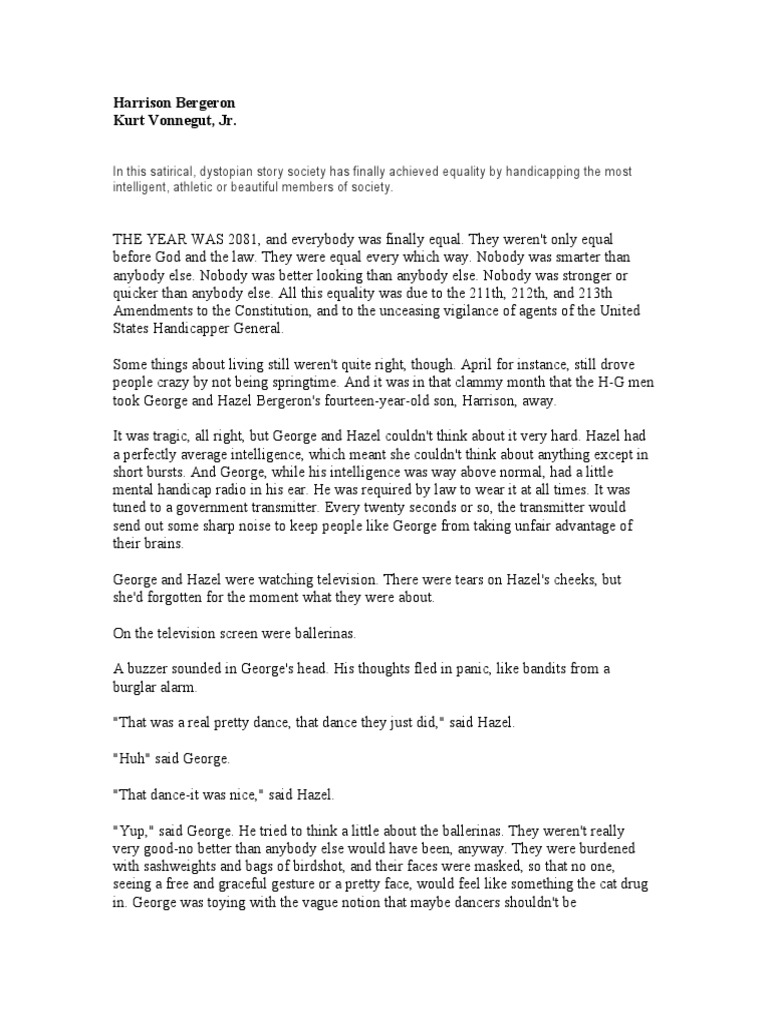 Harrison Bergeron | PDF