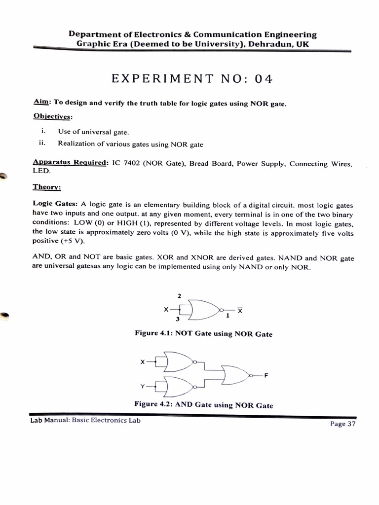 EC Experiment No 4 | PDF | Logic Gate | Electronic Circuits