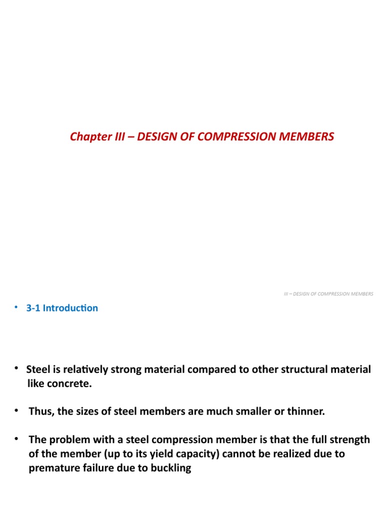 Chapter Iii - Design of Compression Members | PDF | Buckling | Applied ...