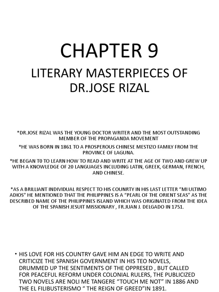Literary Masterpieces of DR - Jose Rizal | PDF | Philippines